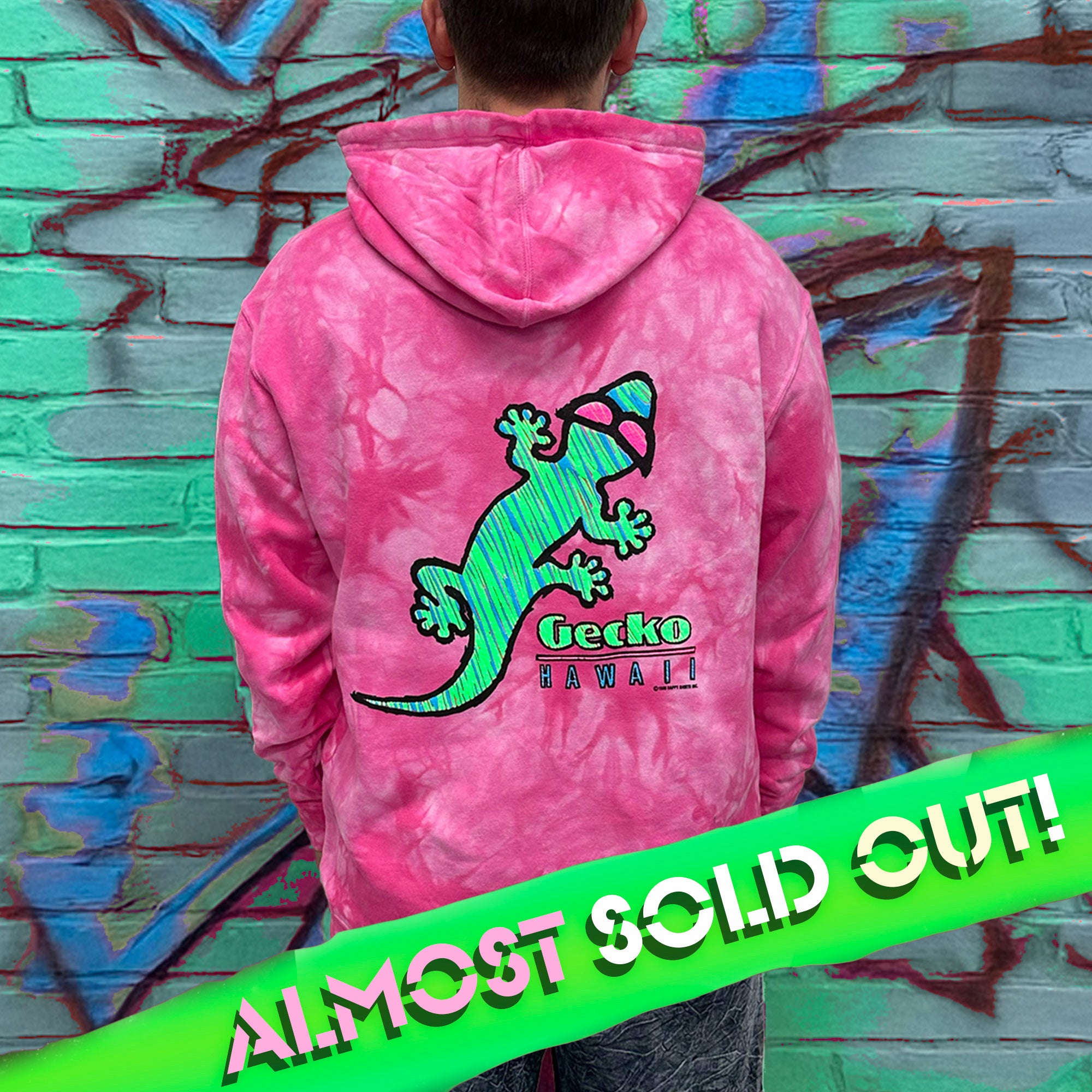 Gecko High Lighter - Neon Pink Tie Dye Hoodie | Gecko Hawaii
