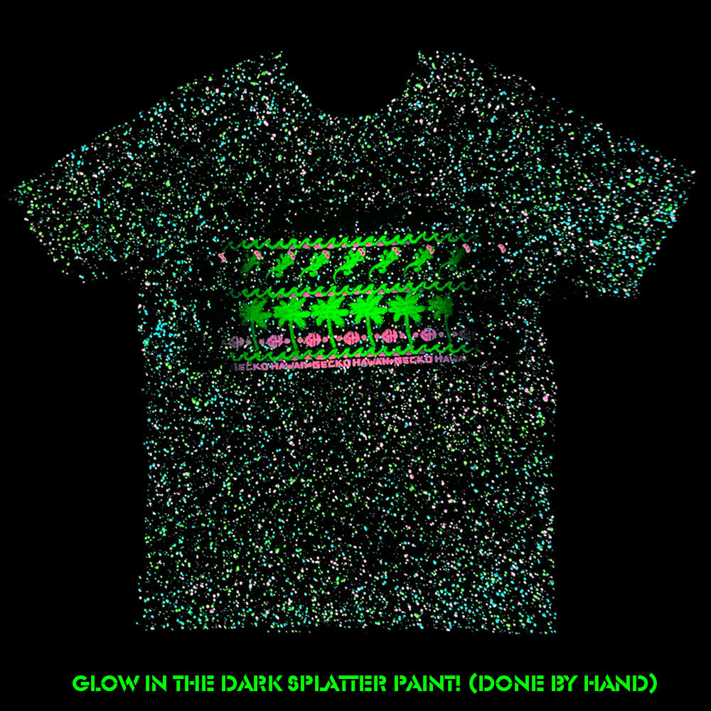 Surf N' Sun - Summer Splatter White Glow Tee | Gecko Hawaii