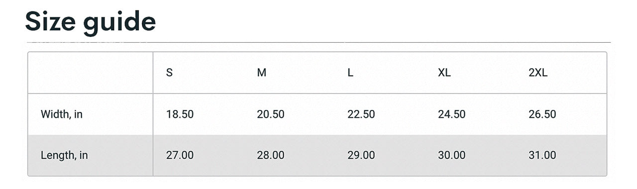Size Chart | Gecko Hawaii