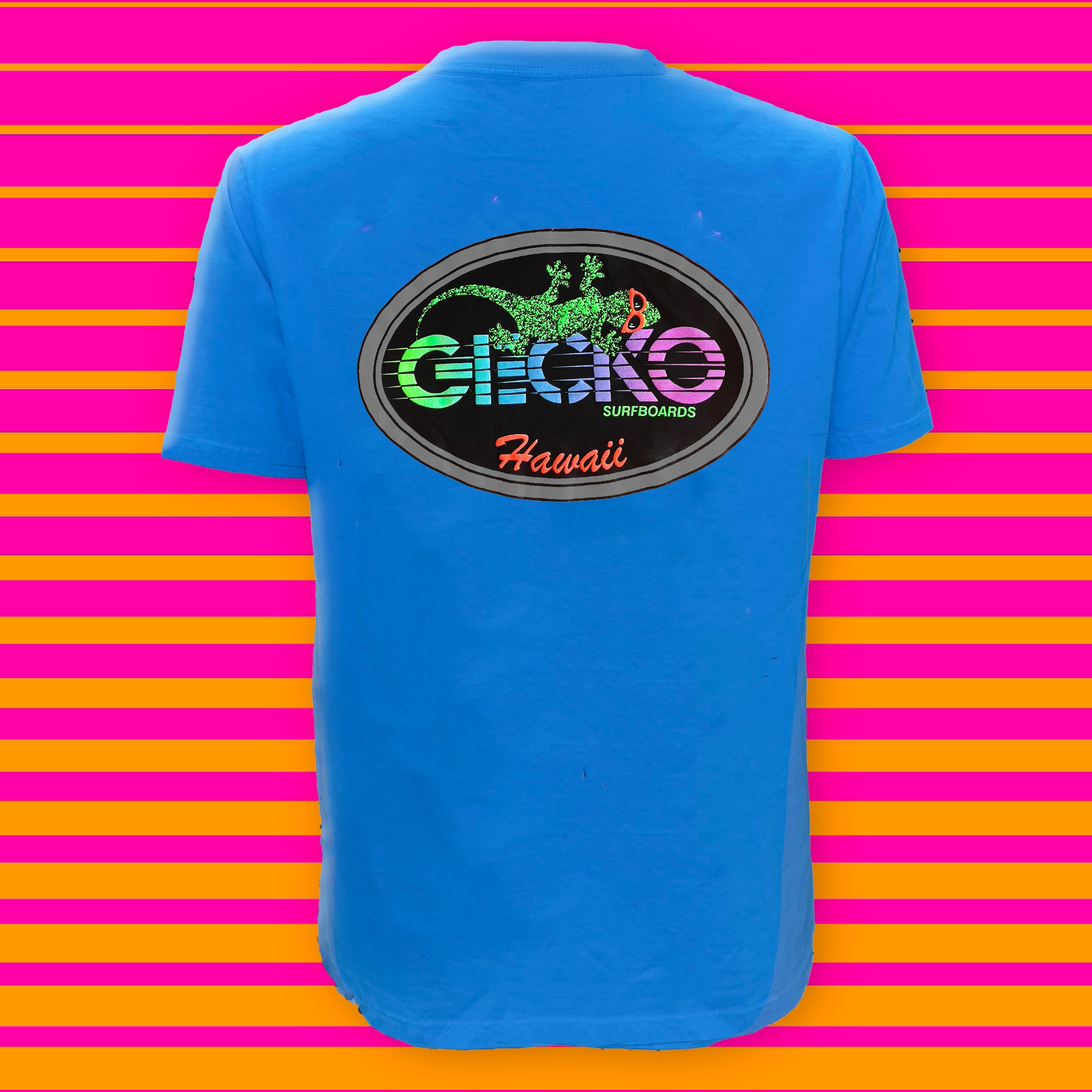Gecko Racing - Neon Blue Pigment Tee | Gecko Hawaii