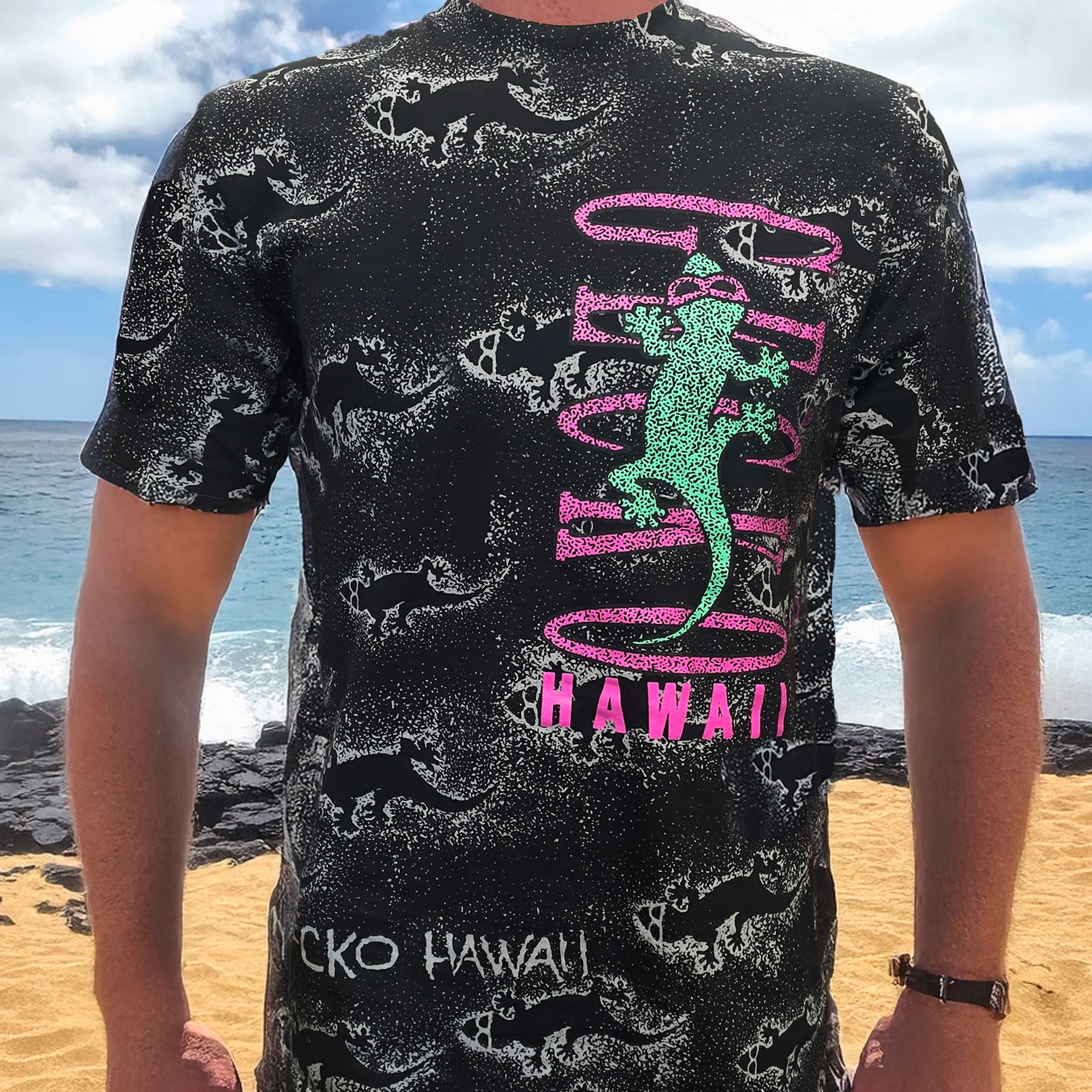 Original Gecko Black Shadow All-Over Tee | Gecko Hawaii