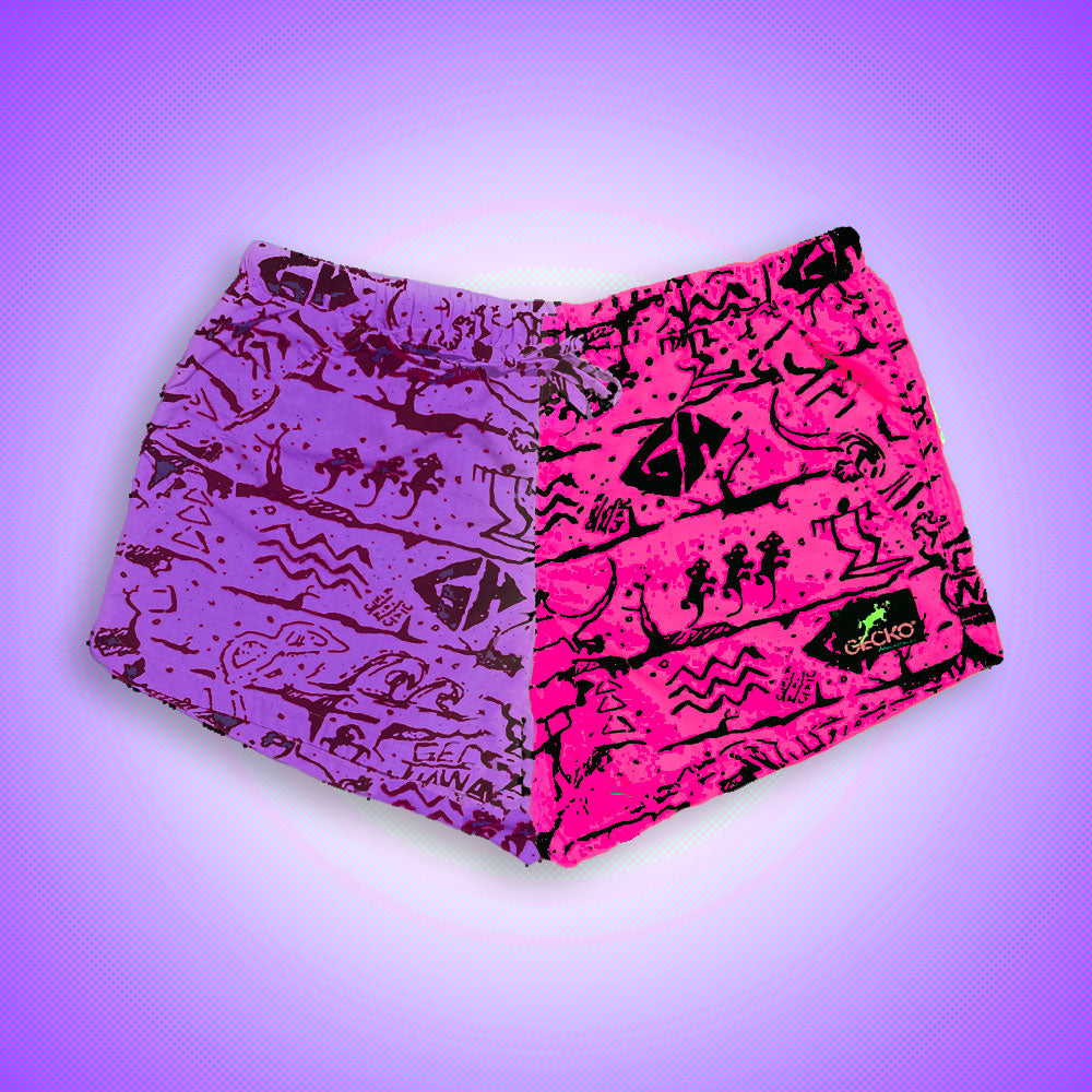 Gecko Wall - Pink/Purple Split Unisex Beach Runners | Gecko Hawaii