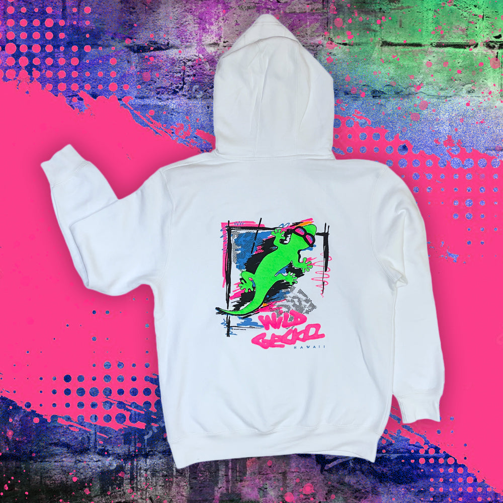 1989's Gecko Graffiti White Hoodie | Gecko Hawaii
