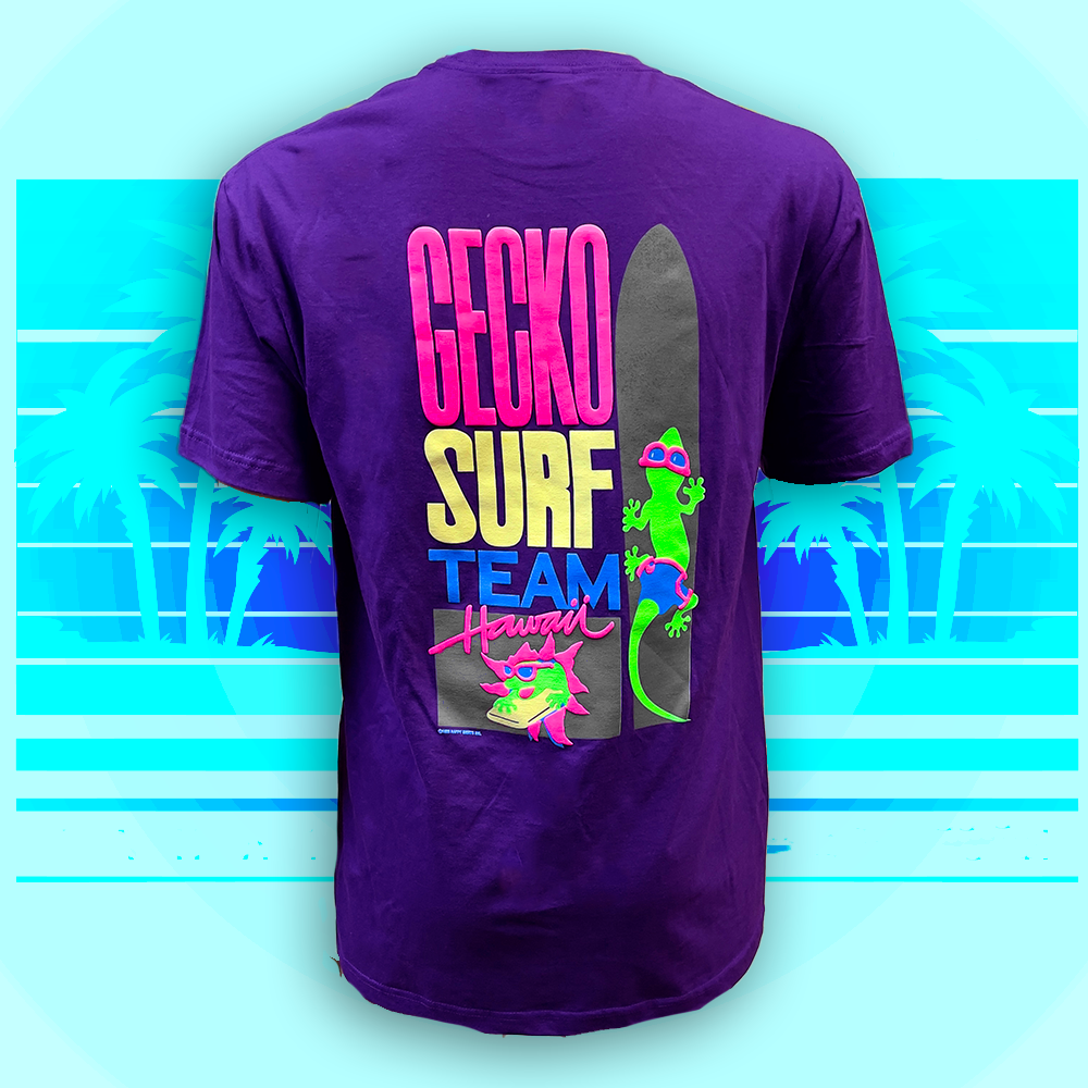 Gecko Surf Team '89 - Grape Smash Cotton Beach Tee | Gecko Hawaii
