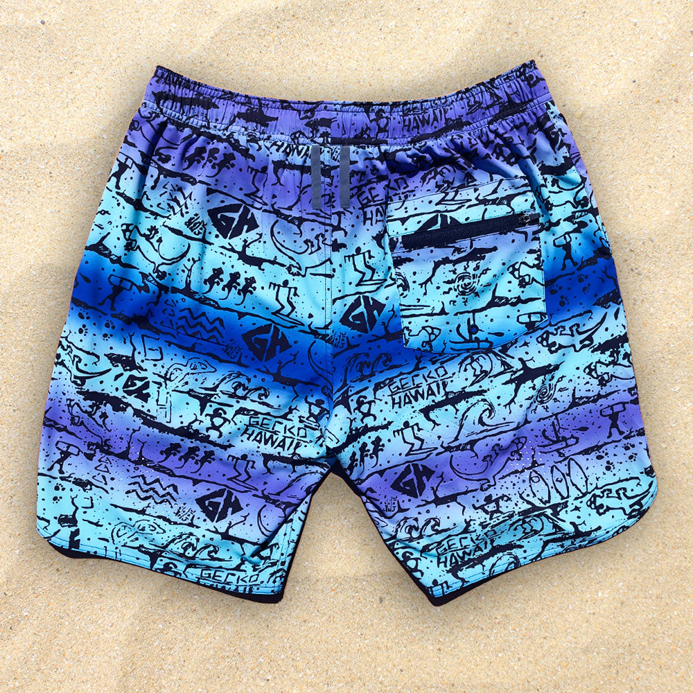 Gecko Wall Mint/Blue/Purple Multiverse Shorts | Gecko Hawaii