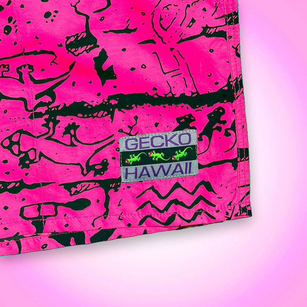 Iconic Gecko Wall Hot Pink Volley Shorts | Gecko Hawaii