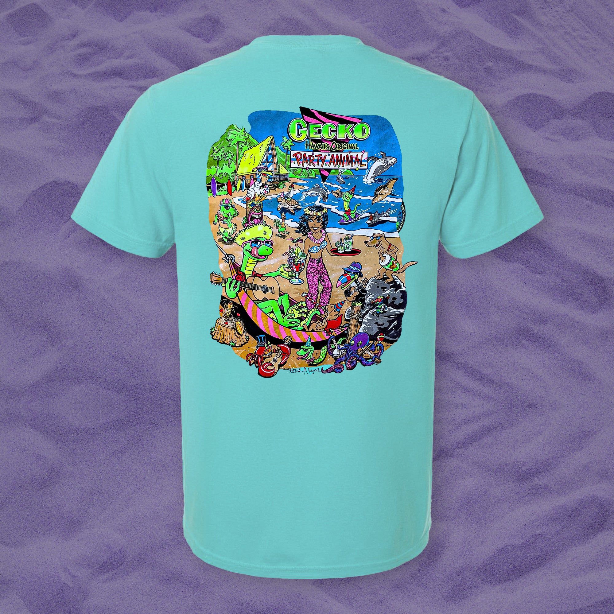 Original Party Animal - 1980's Surfside Cyan Pigment Dyed Tee | Gecko ...