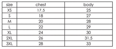 Size Chart | Gecko Hawaii