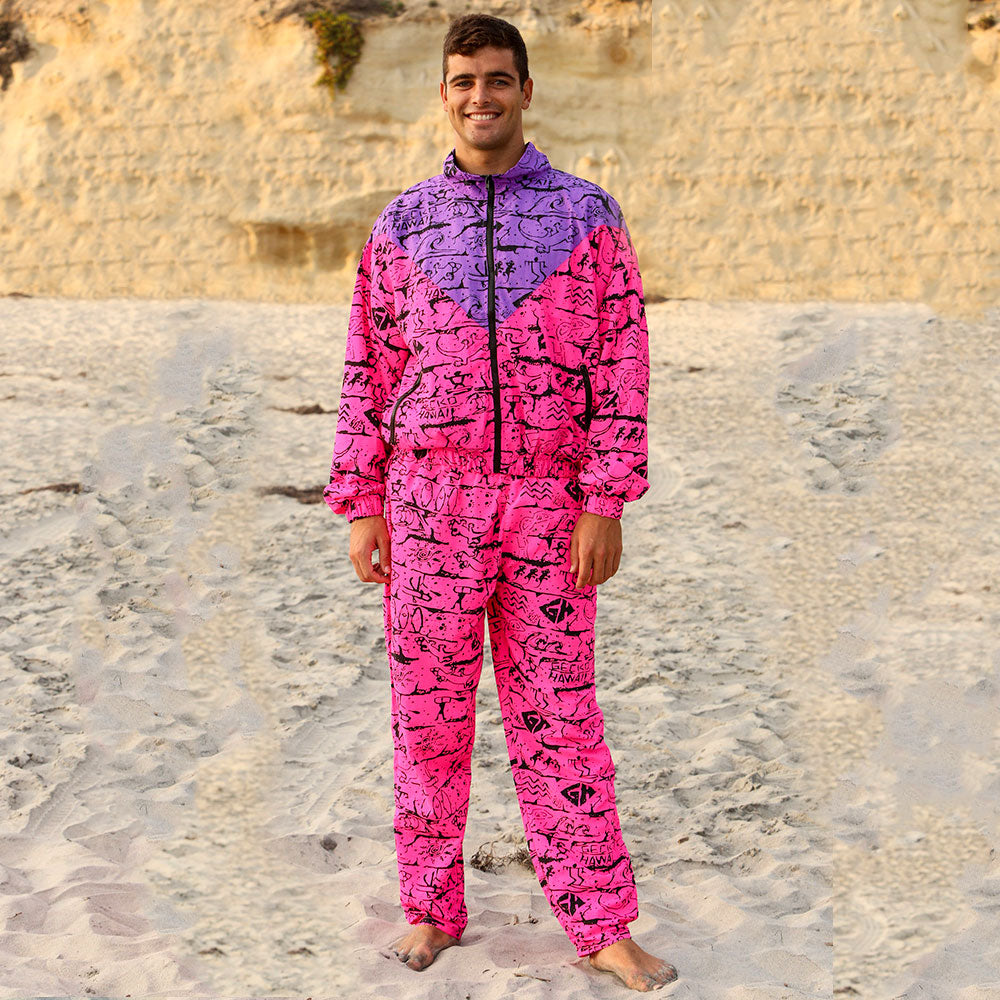 Purple/Pink Gecko Wall "V Full Zip" Windbreaker! | Gecko Hawaii