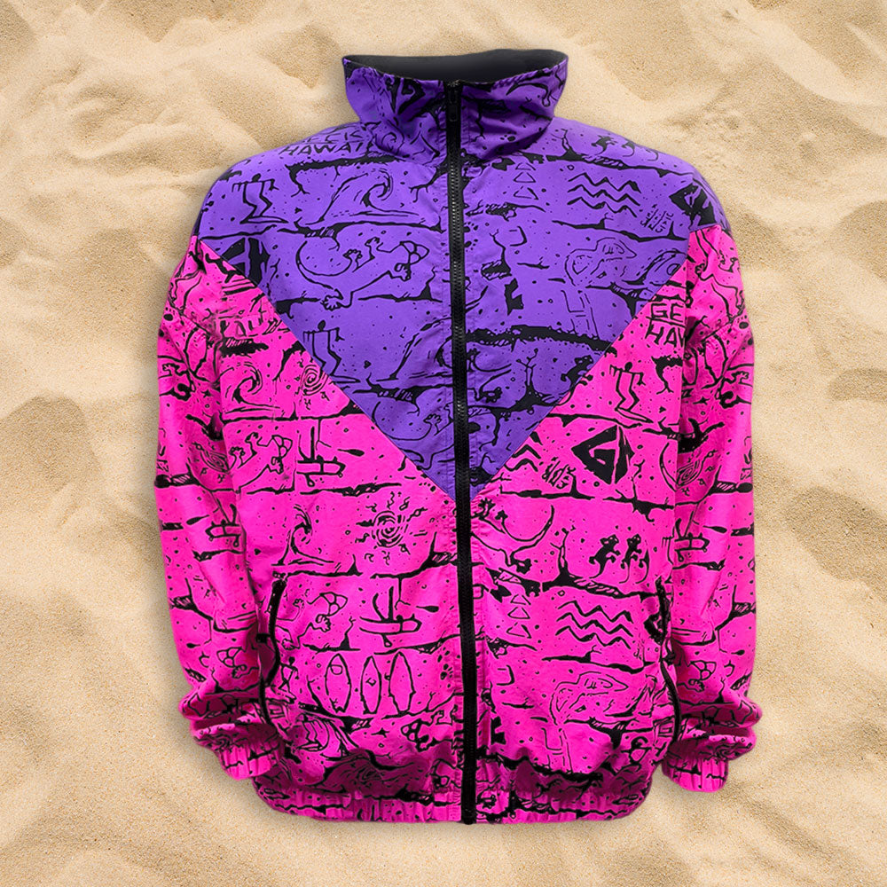Purple/Pink Gecko Wall "V Full Zip" Windbreaker! | Gecko Hawaii