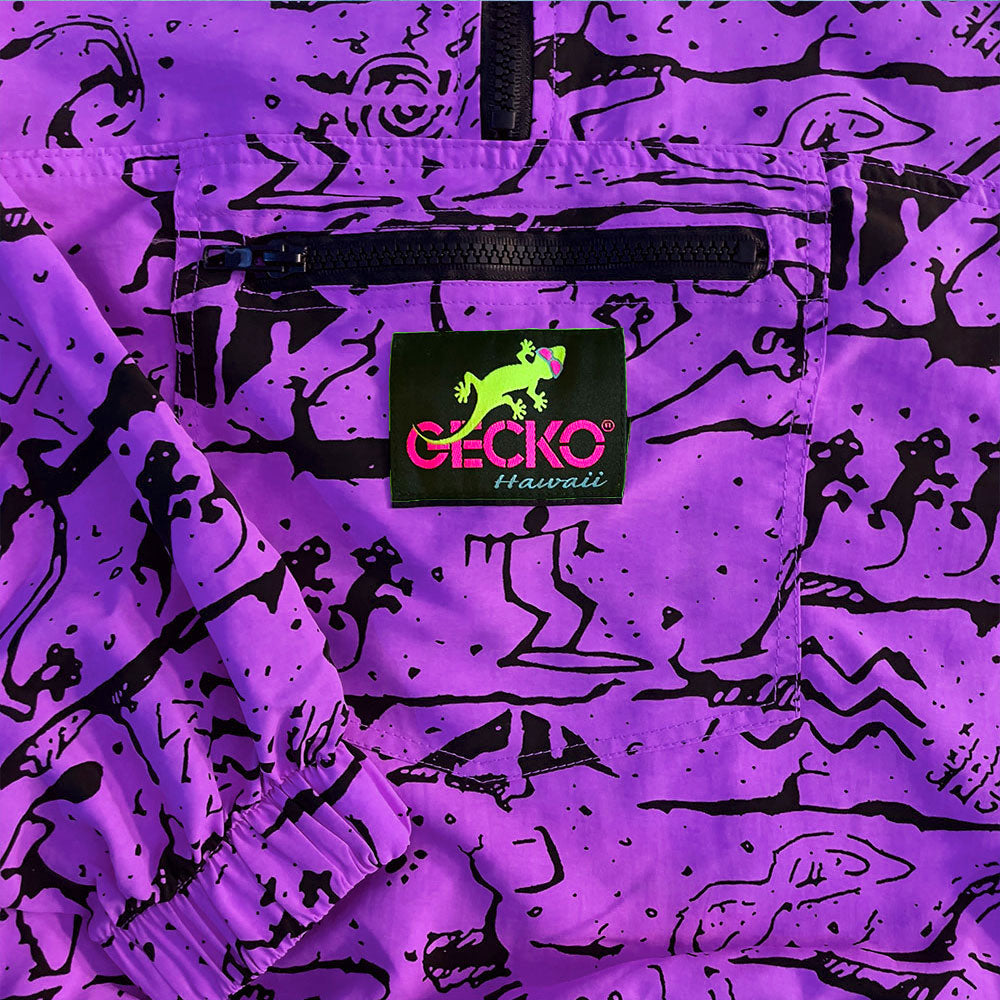 Iconic 1988 Gecko Wall Windbreaker - Deep Purple | Gecko Hawaii