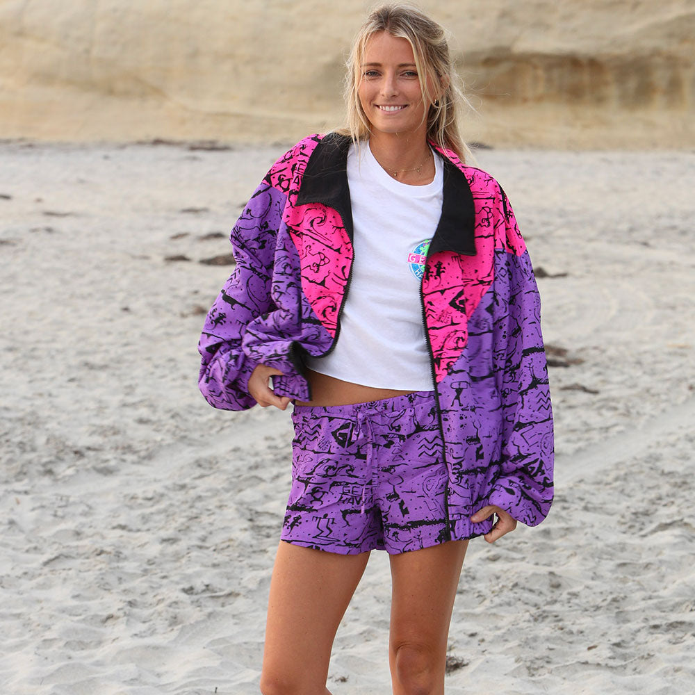 Purple/Pink Gecko Wall "V Full Zip" Windbreaker! | Gecko Hawaii