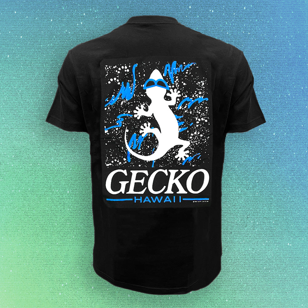 1980's Retro Style Space Gecko Surf Tee - Neon Blue Frostbyte (Limited ...