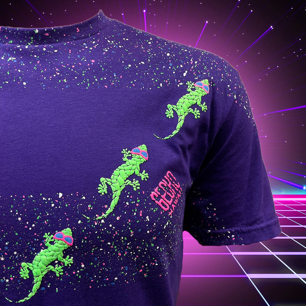 Gecko Trail - 1987 Purple SPLATTER Stripe Beach Tee | Gecko Hawaii