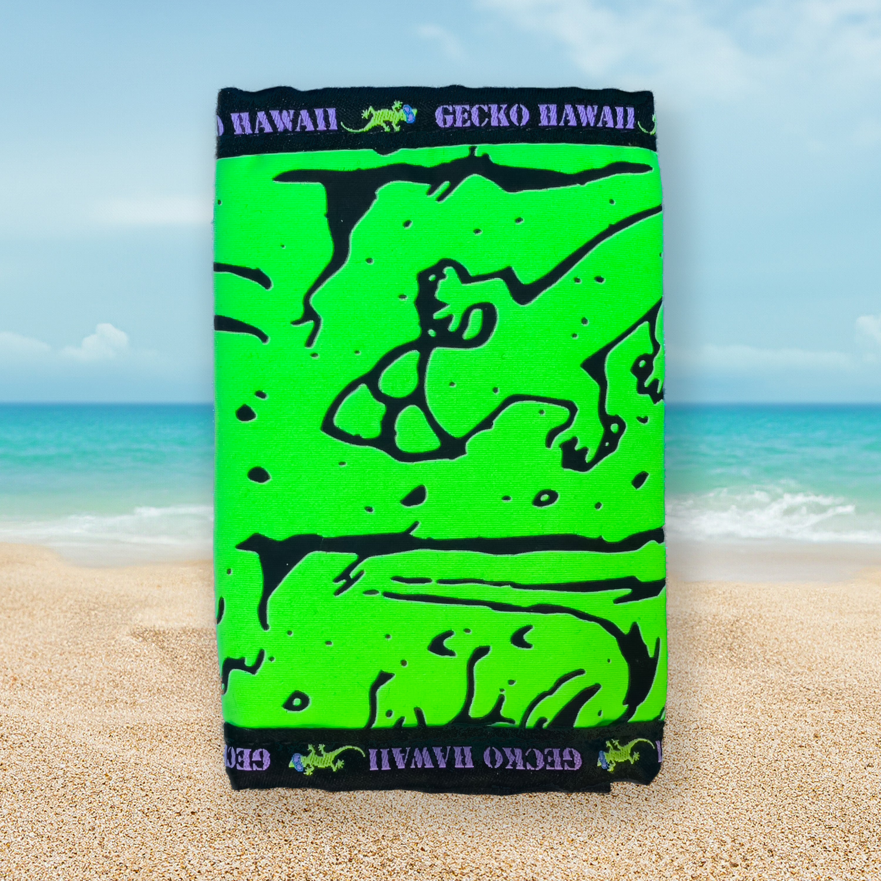1980's Velcro Wallet Gecko Hawaii Neon Green