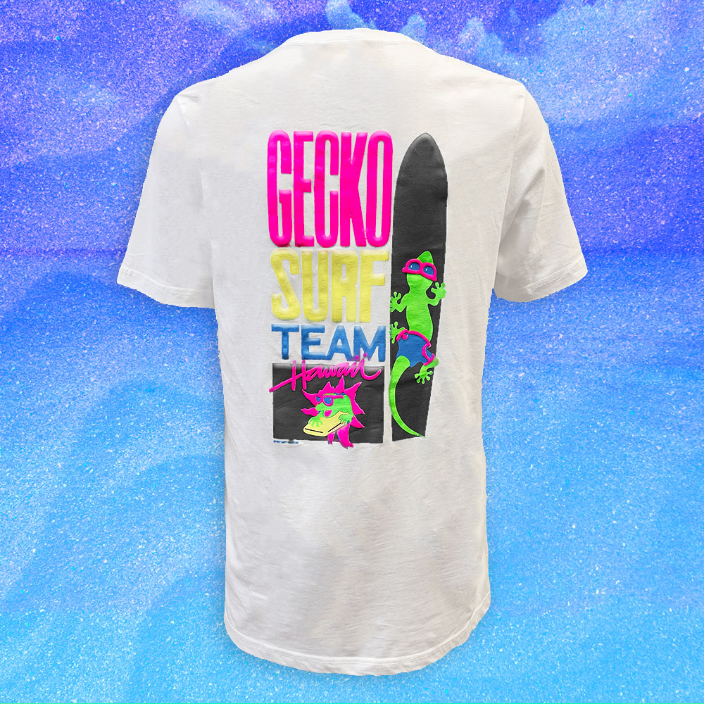 Gecko Surf Team '89 Classic White Beach Tee | Gecko Hawaii
