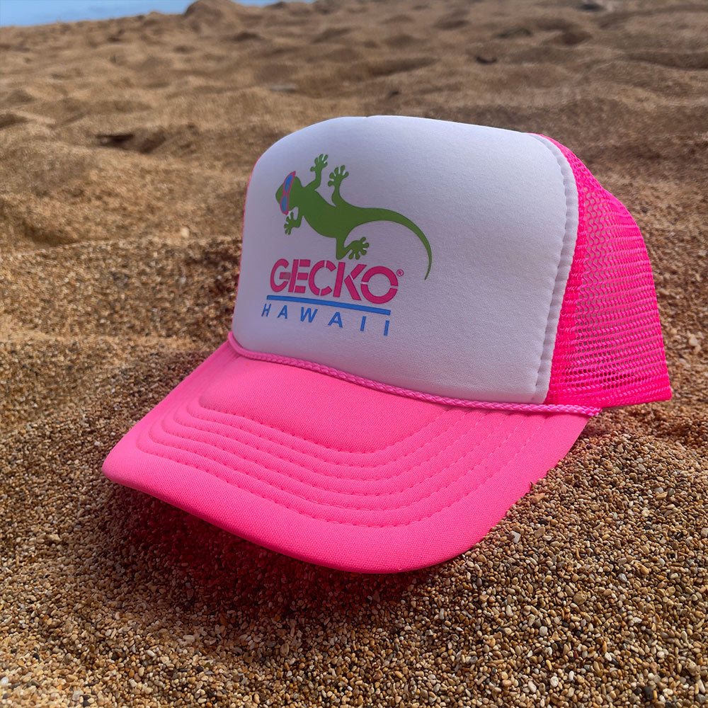 1980's Neon Pink Trucker Hat | Gecko Hawaii